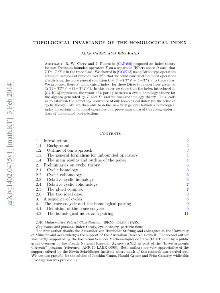 Topological Invariance of The Homological Index | PDF | Mathematical ...