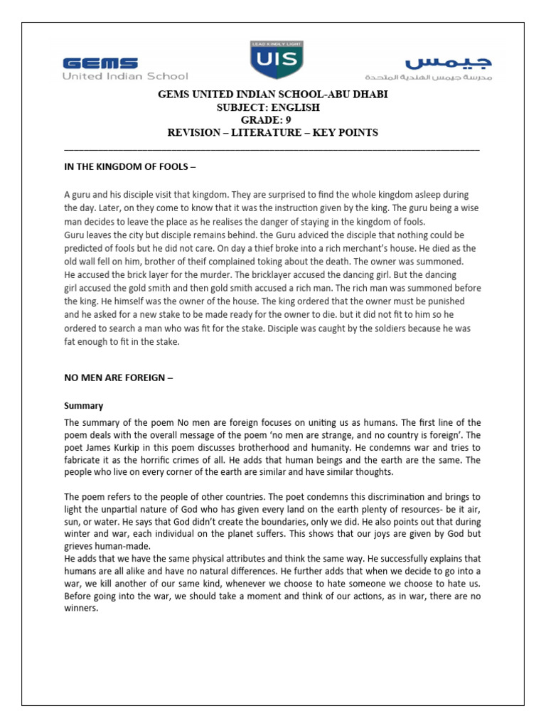 Grade 9 - Key Points | PDF