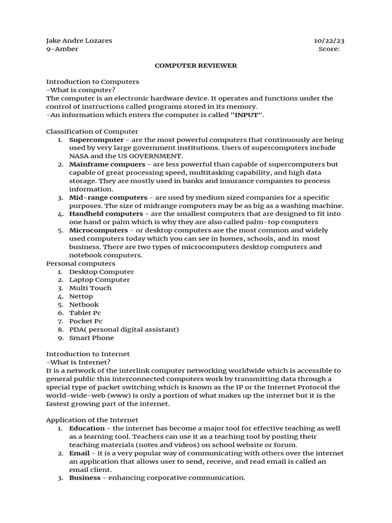 Computer Reviewer | Download Free PDF | World Wide Web | Internet & Web