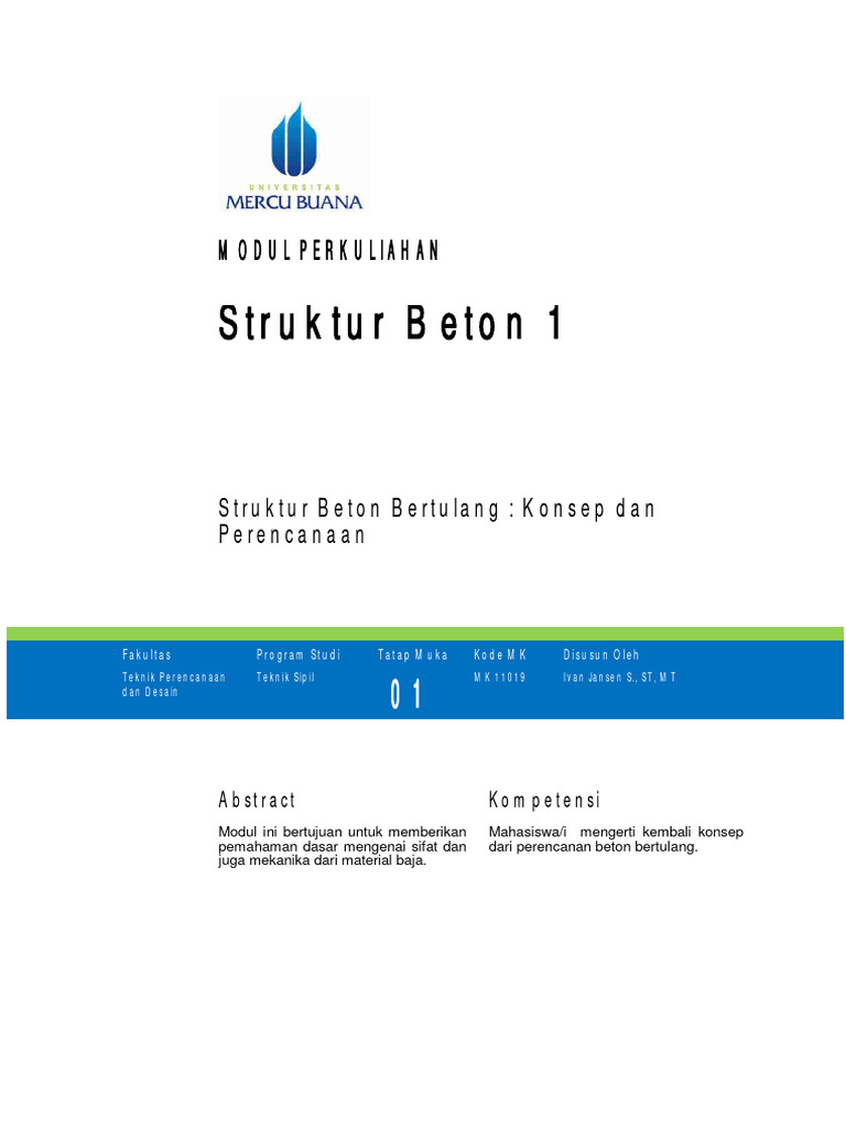 Struktur Beton 1 Modul 1 Pdf 