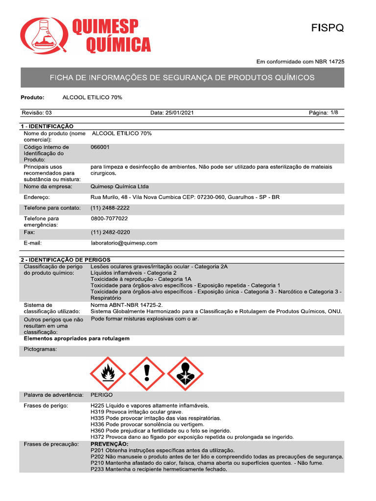 Fispq - Alcool Etilico 70 | PDF