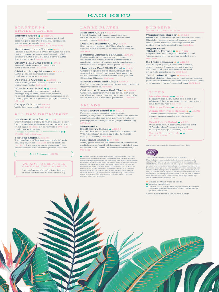 wondertree_main_menu-1 | PDF | Hamburgers | Drink