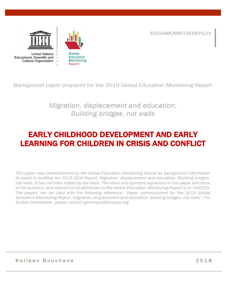 Early Childhood Development and Early Learning For Children in Crisis ...