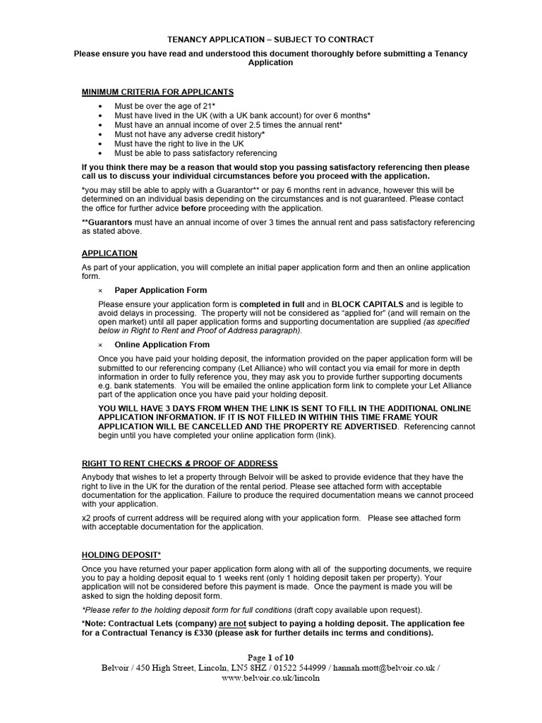 4 Crown Mill Flat Application - AMBER | PDF | Renting | Landlord