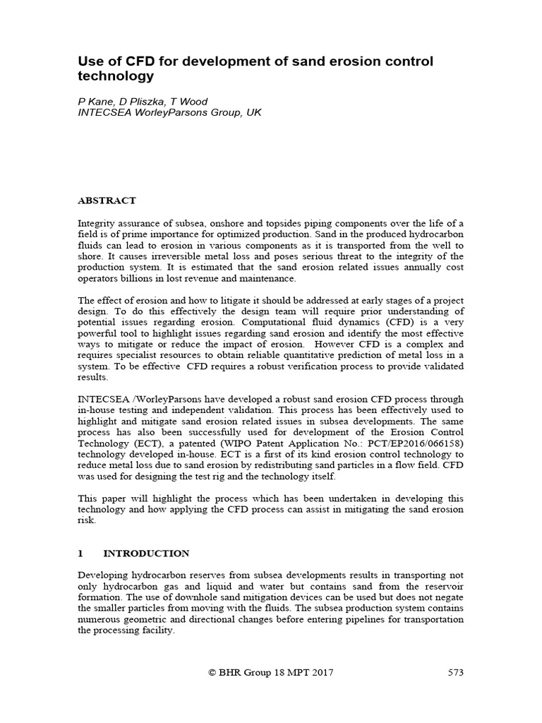 Use of CFD For Development of Sand Erosion Control Technology | PDF | Computational Fluid ...