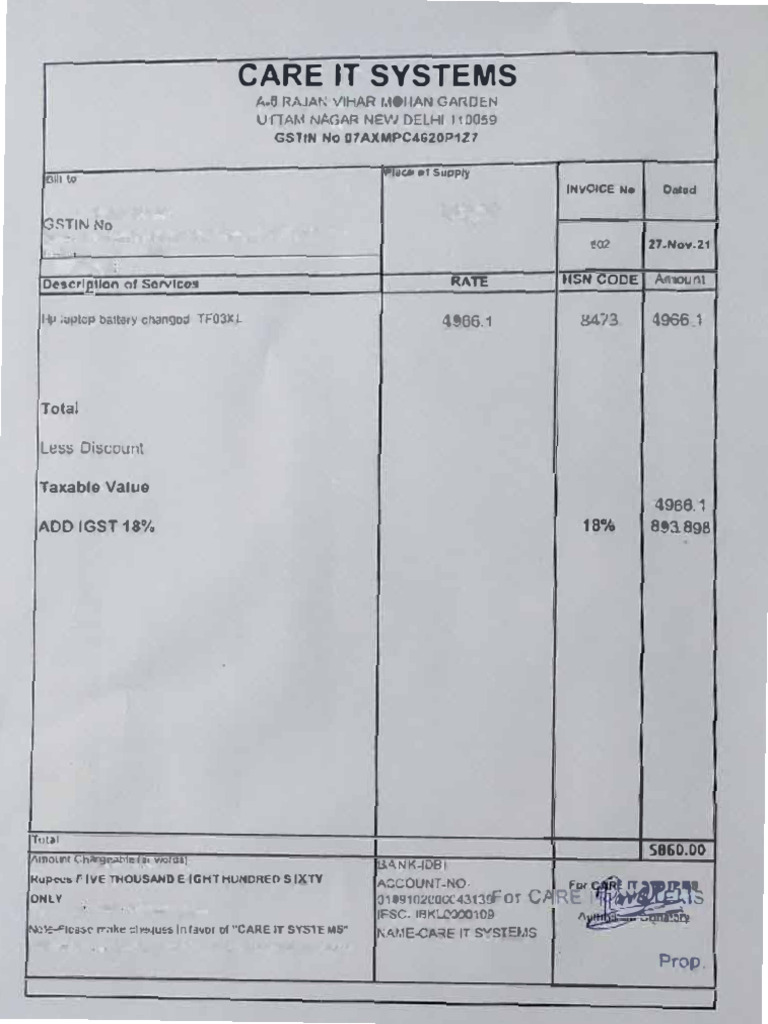 HP Battery Rep Reciept | PDF