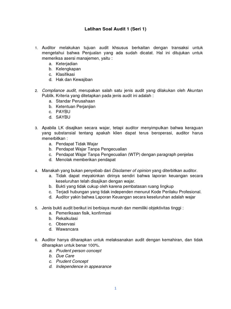 Latihan Soal Audit 1 - 1 | PDF