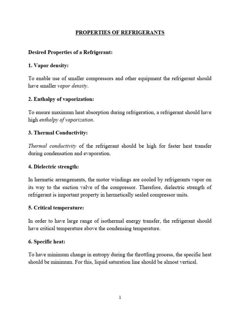 Properties of Refrigerants | PDF