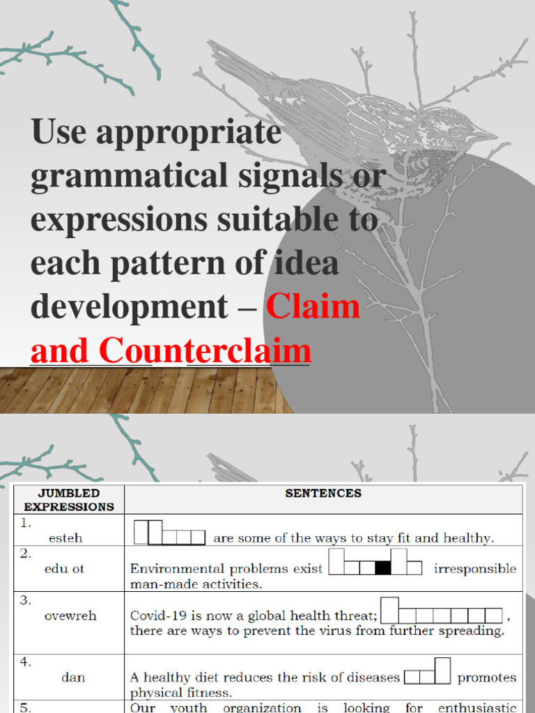 Claim and Counterclaim Signal Words | PDF | Rebellions | Idea