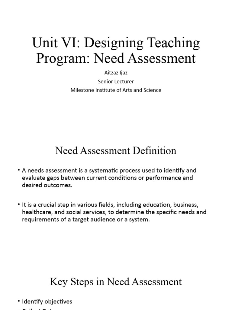 Unit VI - Designing Teaching Program - Need Assessment | PDF | Needs ...