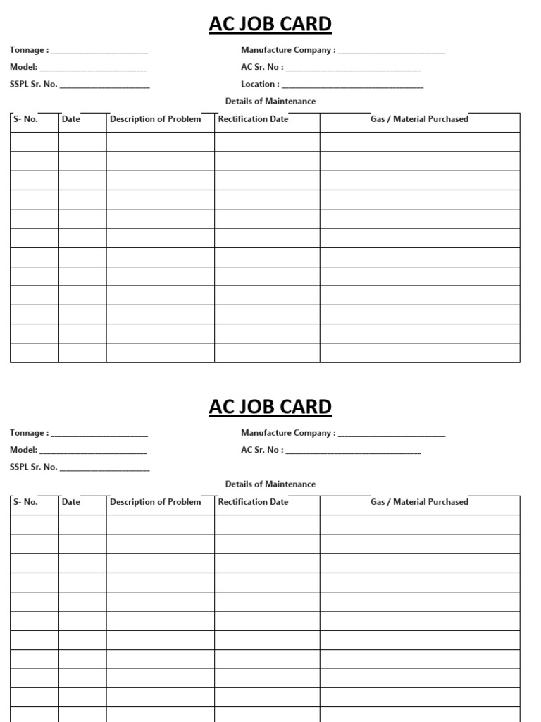 AC Job Card | PDF | Rectifier | Equipment