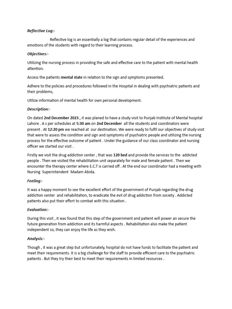 Reflective Log | PDF