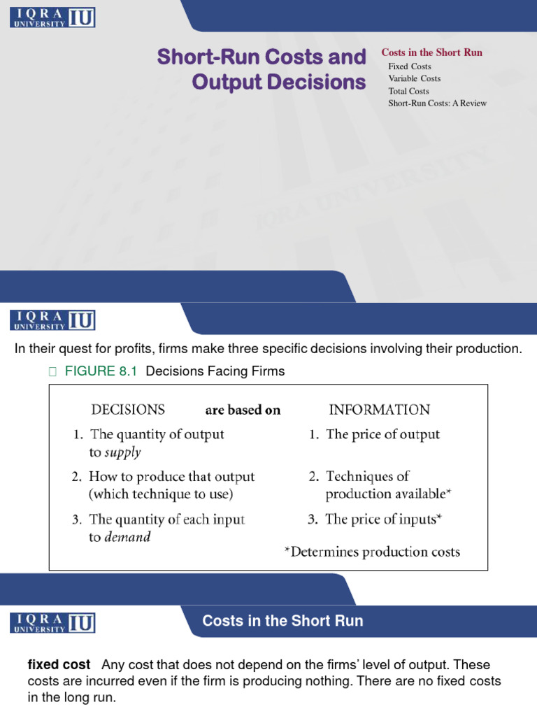 1 Lecture 6 - Short-Run Costs and Output Decisions | PDF | Marginal Cost | Long Run And Short Run