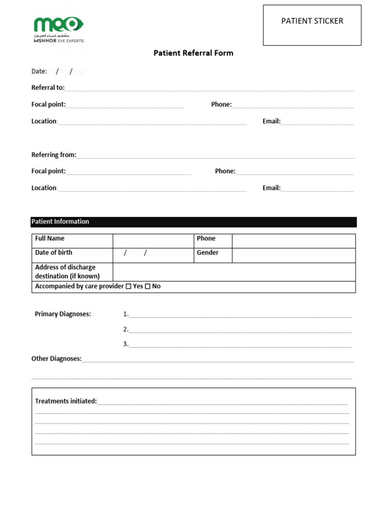 Patient Referral Form | PDF | Caregiver | Social Programs