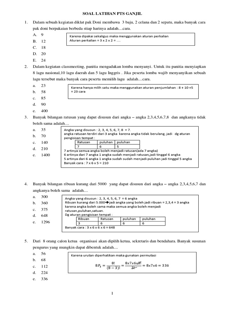 Soal Latihan Pts Ganjil Tahun 2023 | PDF