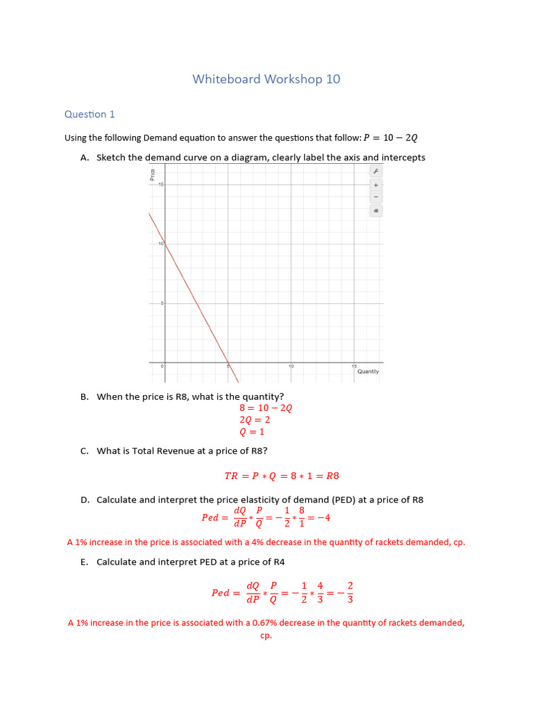 ECO1010F - Whiteboard Workshop 10 - Memo | PDF | Teaching Methods & Materials