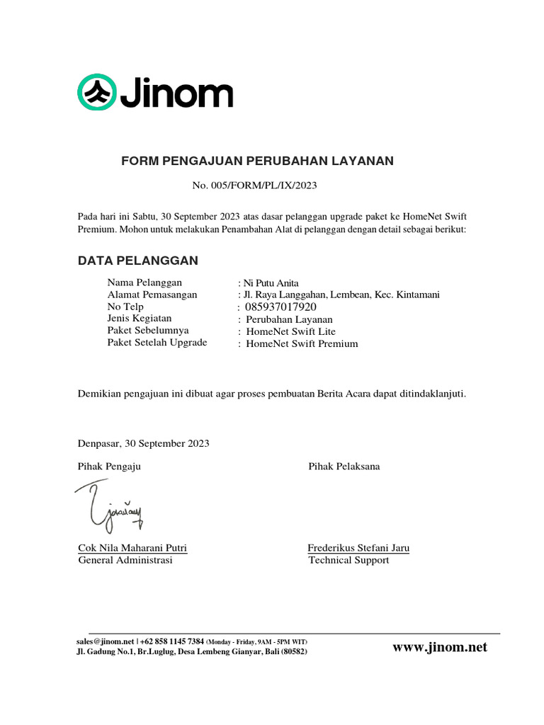 005 - FORM - PL - IX - 2023 Ni Putu Anita | PDF