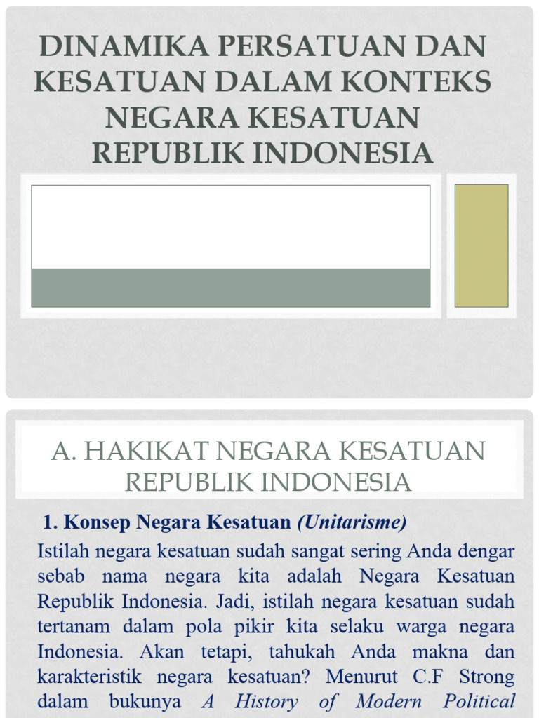 Dinamika Persatuan Dan Kesatuan Dalam Konteks Negara Kesatuan | PDF