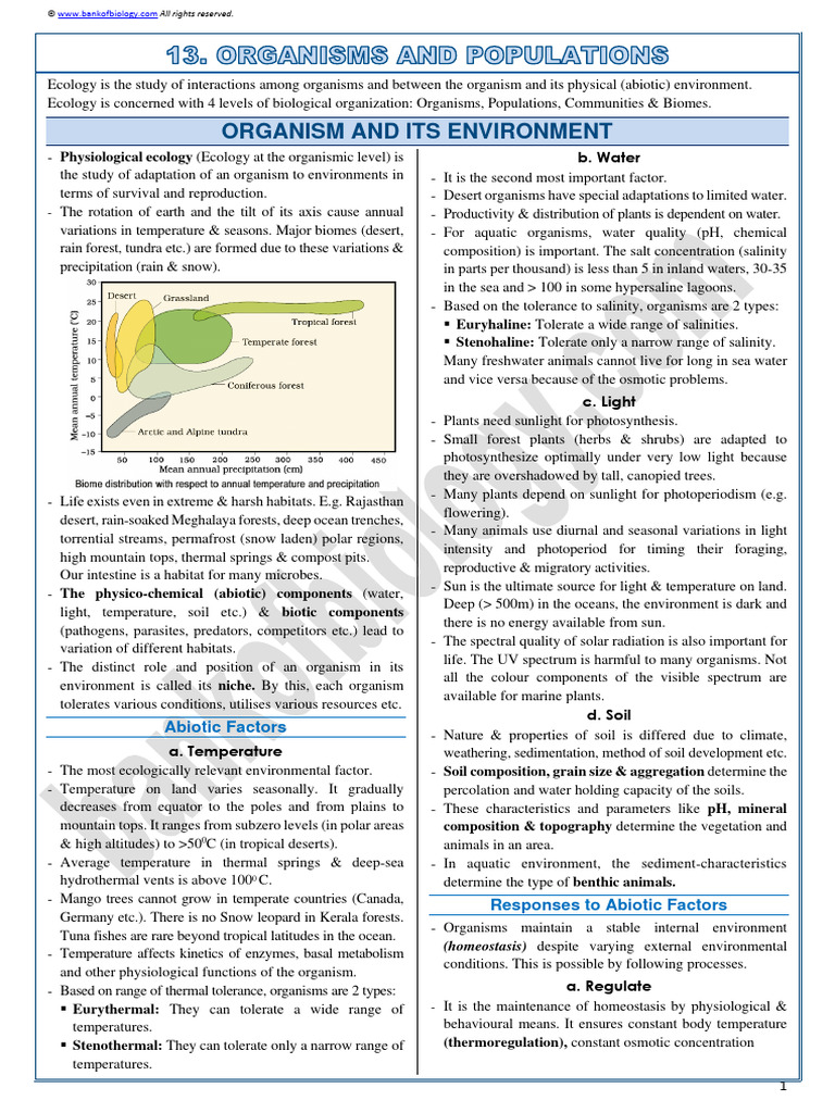 13 Organisms and Populations-Sample Notes 2021 | PDF | Soil | Ecology