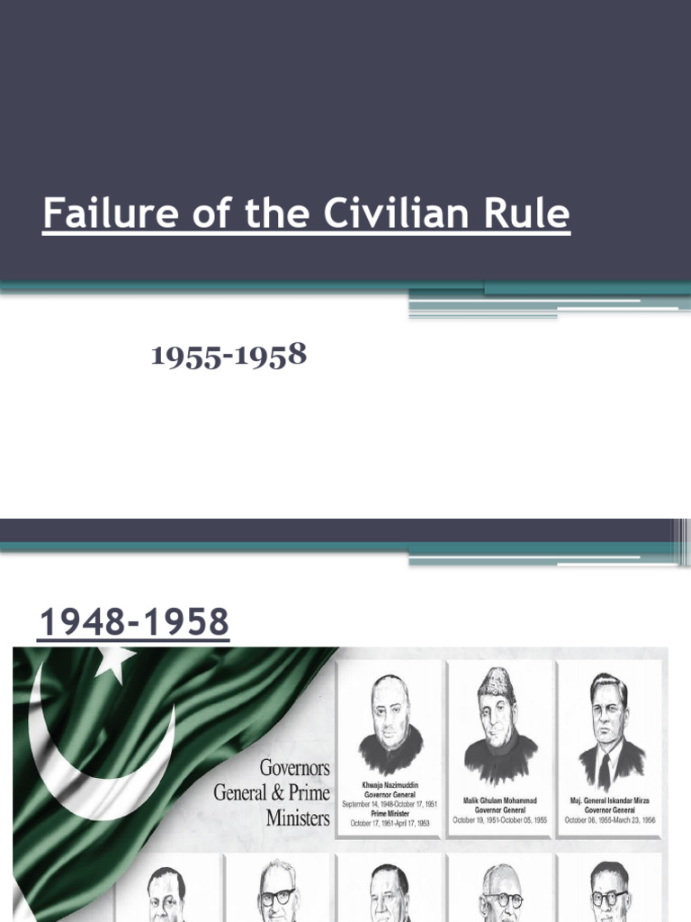 Failure of The Civilian Rule 1955-1958 | PDF | Pakistan | Government Of ...