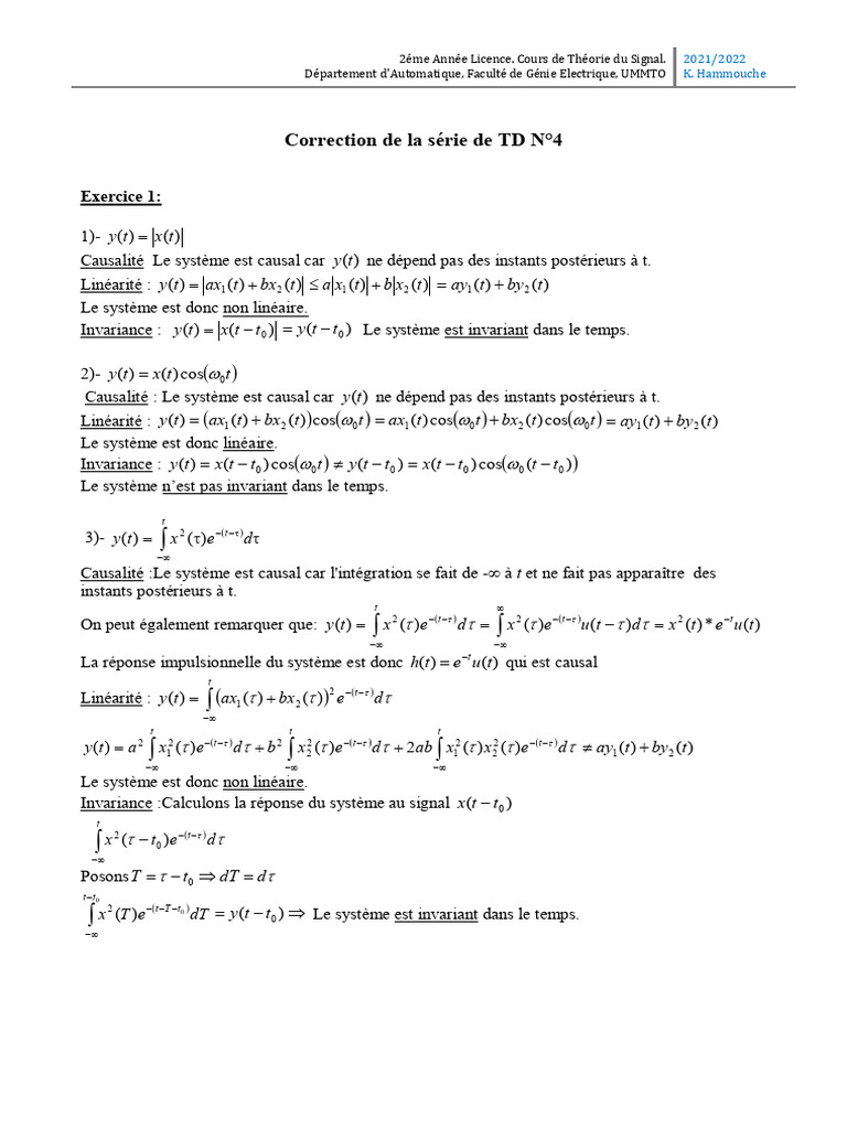 Solution-TD4 Théorie Du Signal | PDF