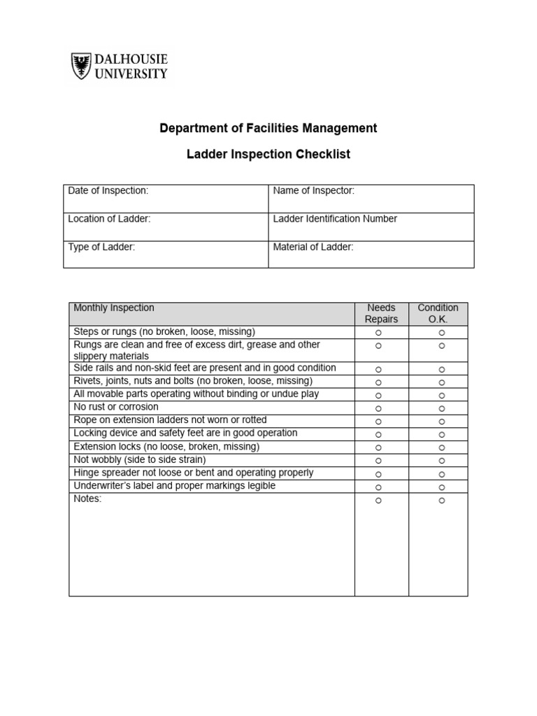 Ladder Inspection Checklist | PDF