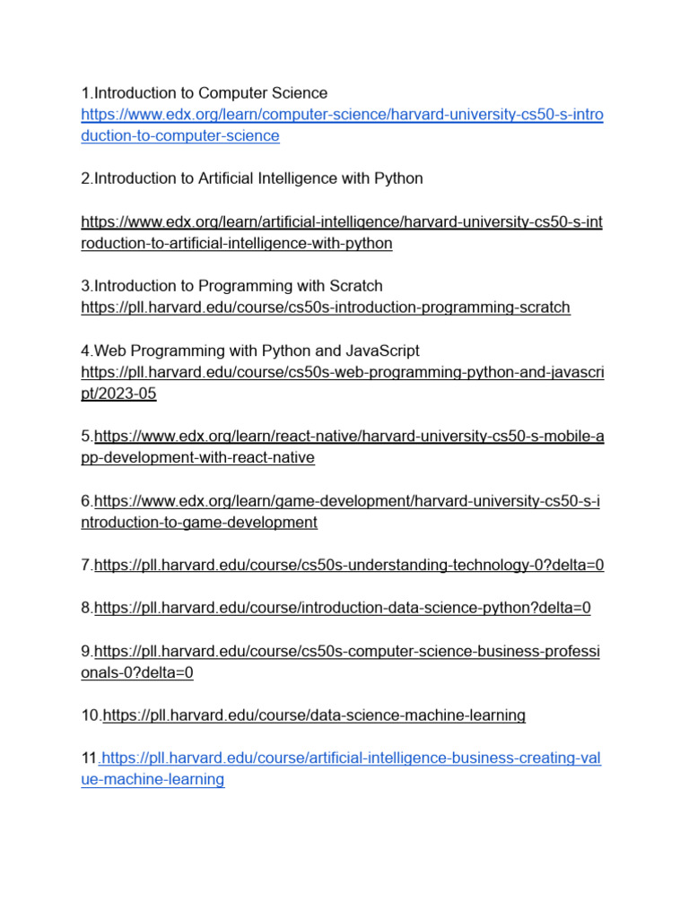 Harvard Courses | PDF