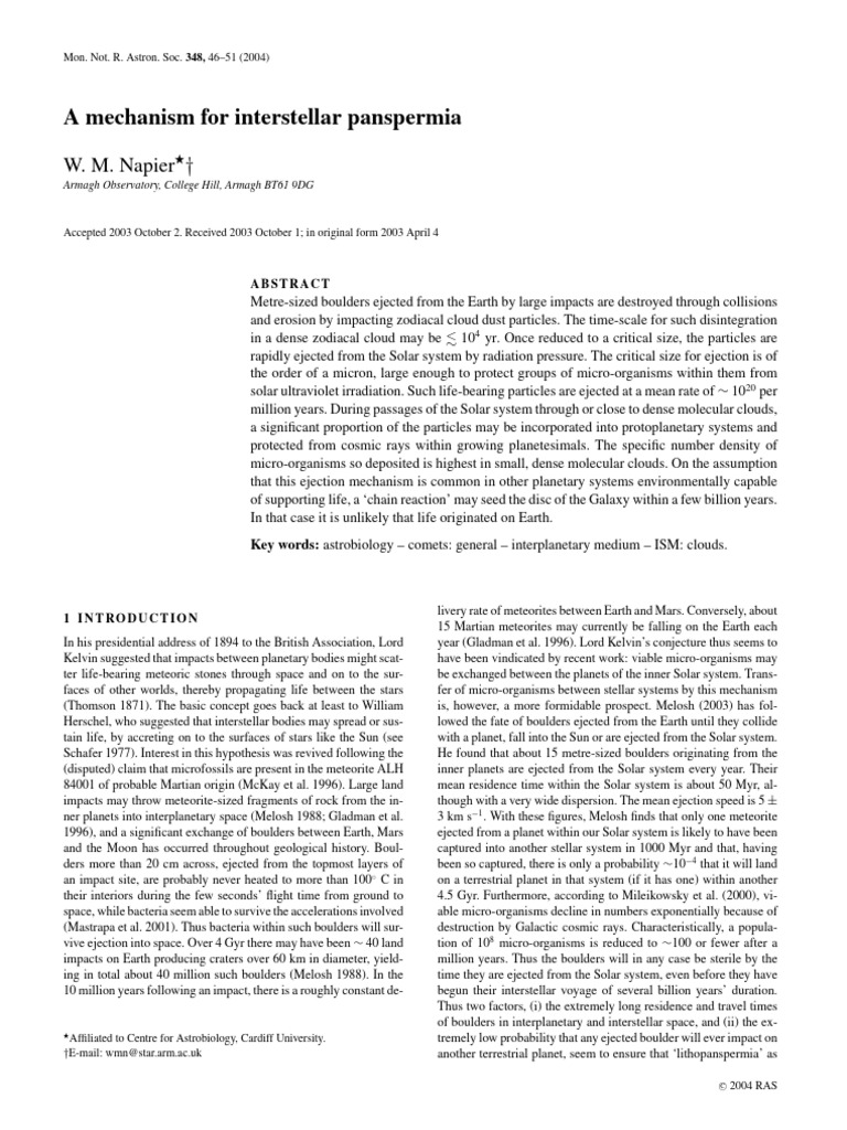C2 - A mechanism for interstellar panspermia | PDF | Solar System | Comet