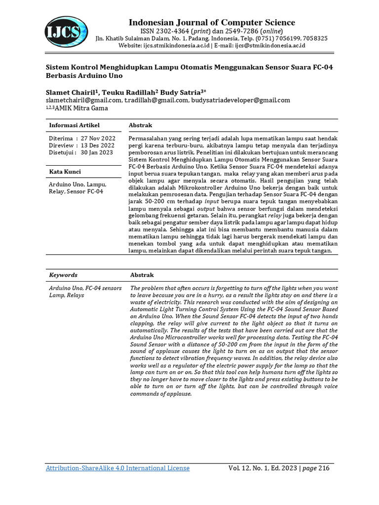 Sistem Lampu Otomatis dengan Arduino | PDF