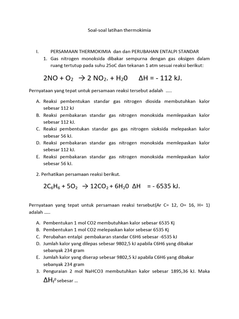 Soal Latihan Thermokimia Rev | PDF