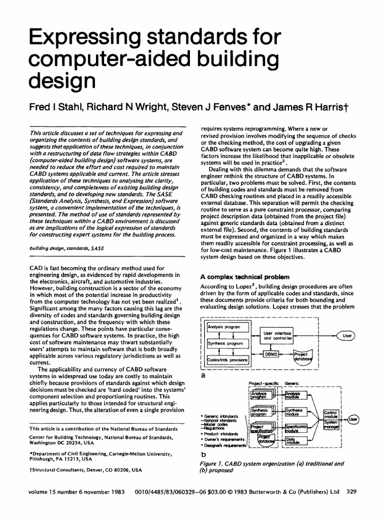 1983 - Stahl - Expressing Standards For Computer-Aided Building Design. Computer-Aided Design ...