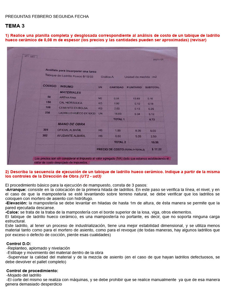 Preguntas Final c3 | PDF | Hormigón | Albañilería