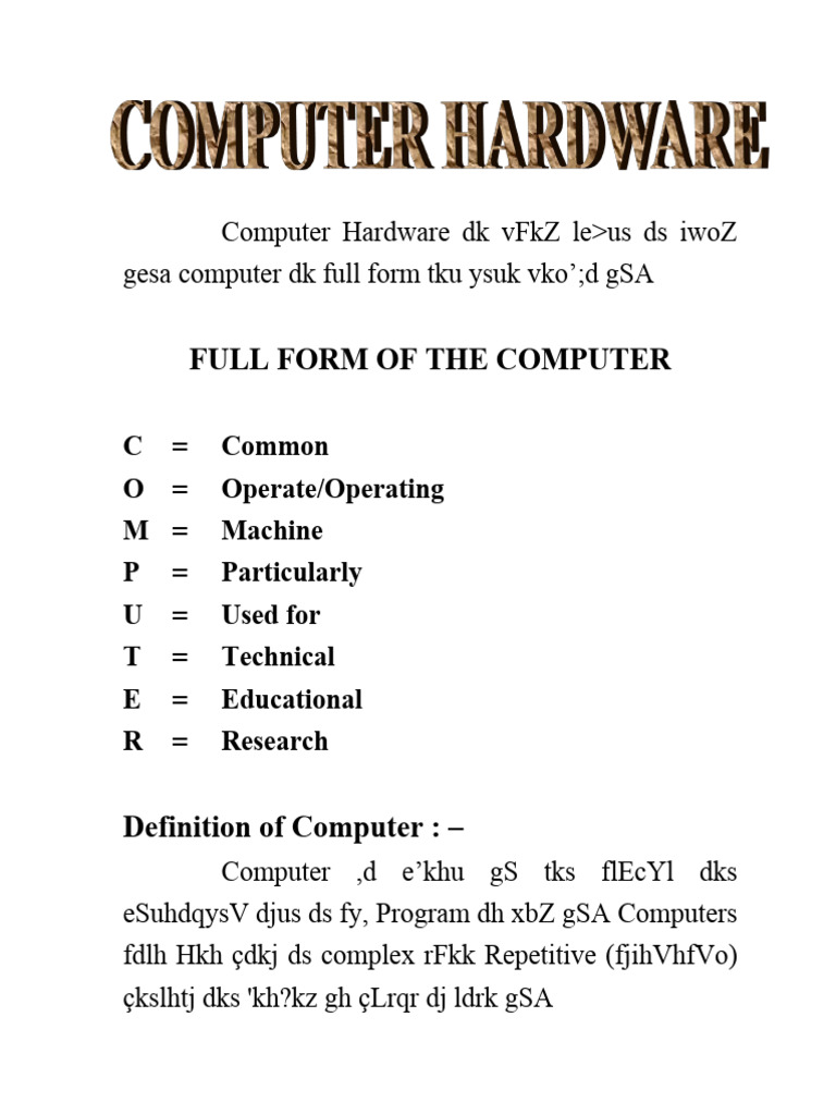 Computer Hardware | PDF | Input/Output | Floppy Disk Computer Hardware | PDF | Input/Output | Floppy Disk
