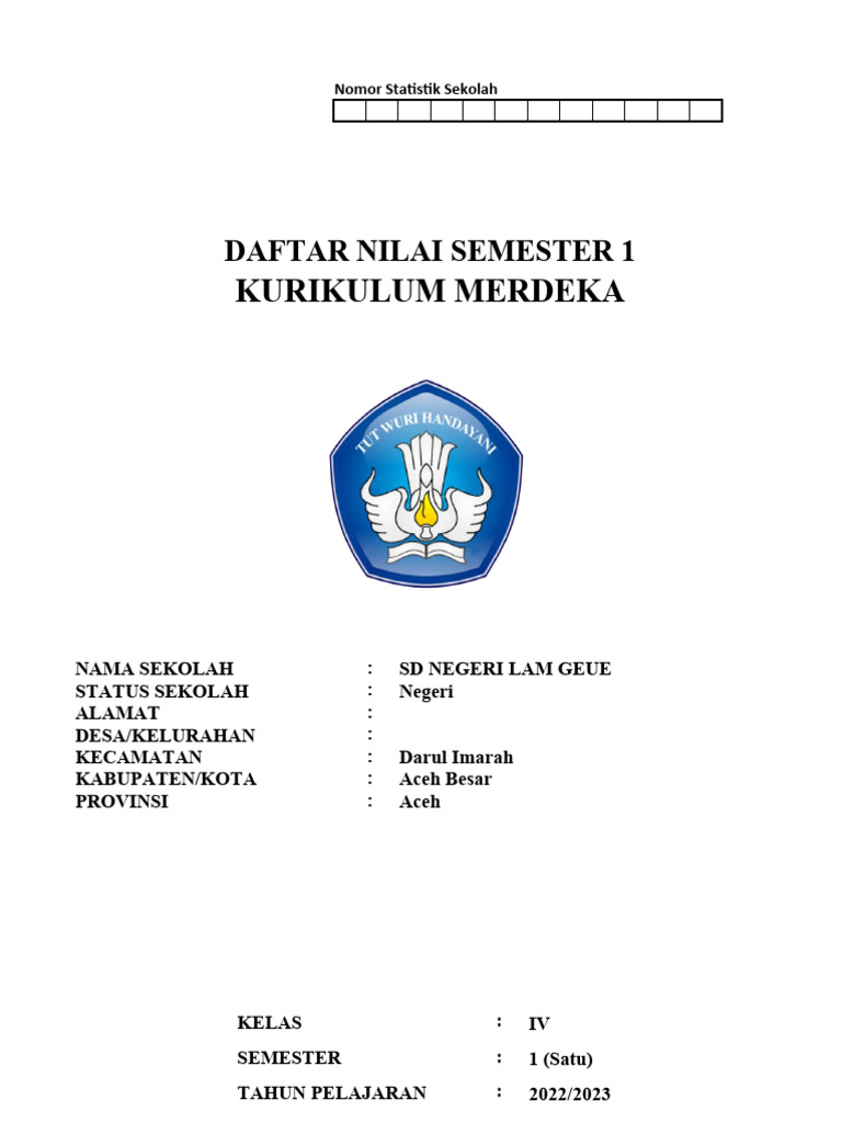 Daftar Nilai Kurikulum Merdeka Semua Mapel Pdf