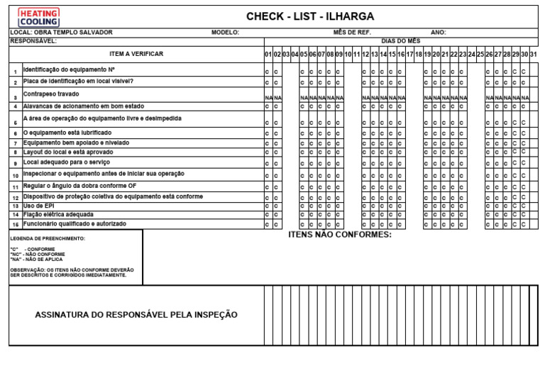 Check-List-De - ILHARGA PITTSBURG | PDF
