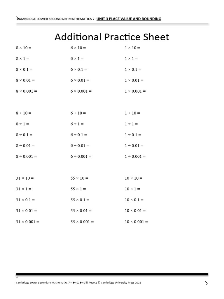 Stage 7 Maths Practice Sheet 3 1 | PDF | Mathematics