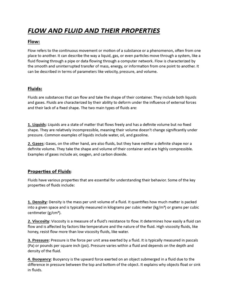 Module 1 - Flow and Fluid Properties | PDF | Fluid Mechanics | Pressure
