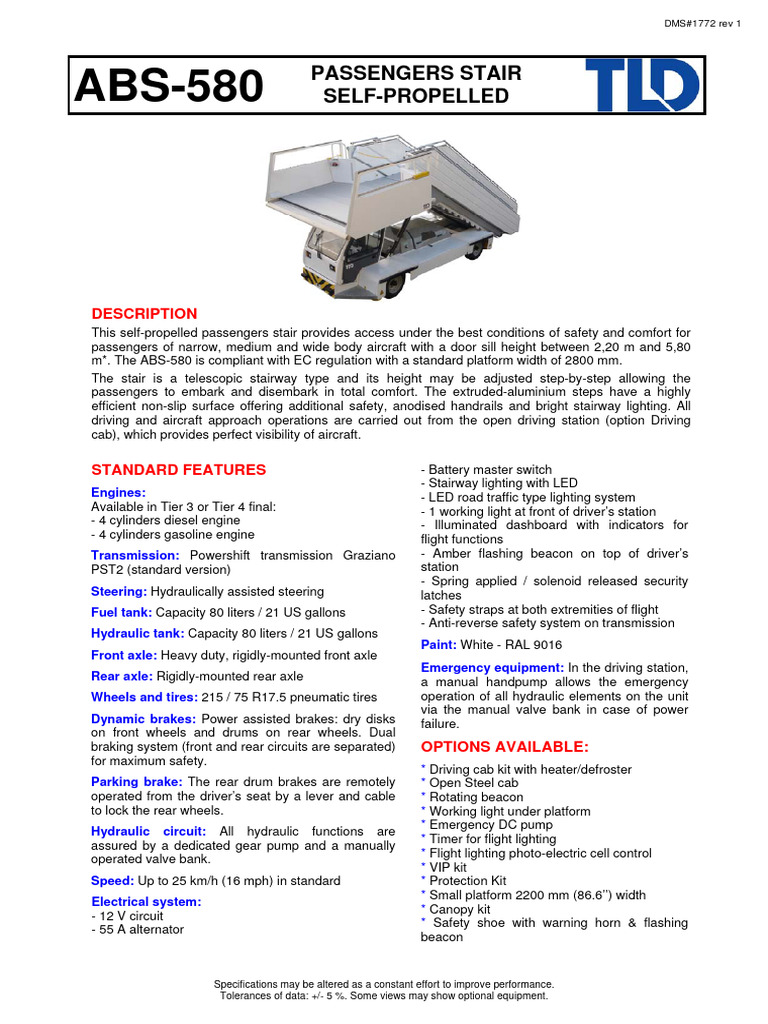 ABS 580 - Datasheet 2019 | PDF | Stairs | Brake