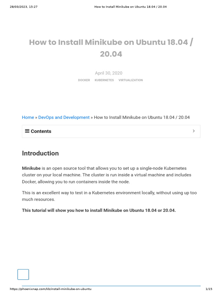 How To Install Minikube On Ubuntu 18.04 - 20.04-1 | PDF | Sudo | Utility Software