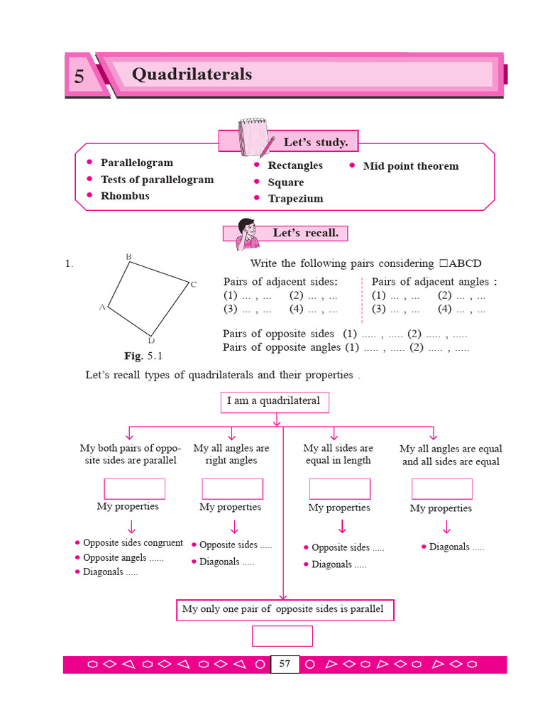 Properties and Types of Quadrilaterals | PDF | Rectangle | Perpendicular