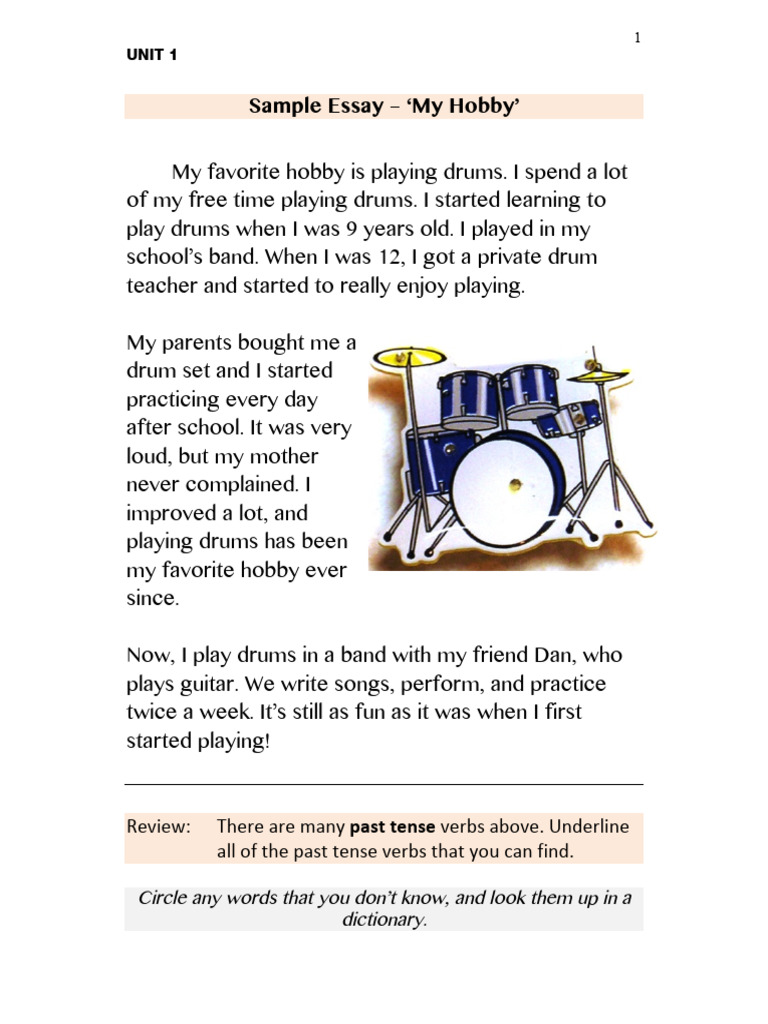 My Hobby Sample Essay | PDF