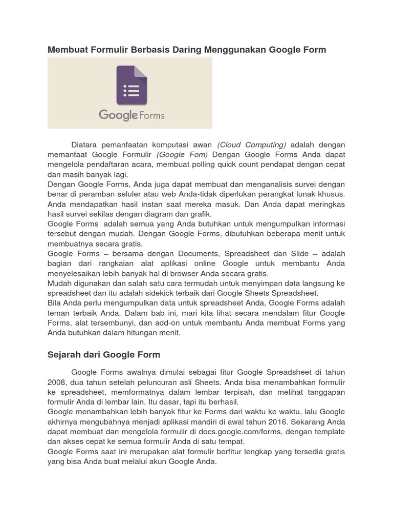 Cloud Computing (Pemanfaatan Google Formulir) | PDF