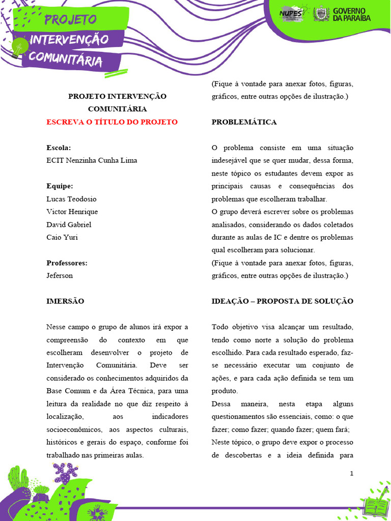 Modelo Projeto Final | PDF