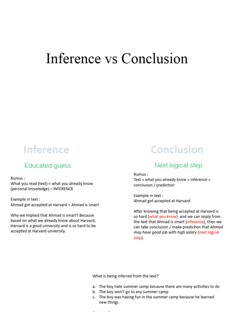 Inference vs Conclusion | PDF | Inference | Logic