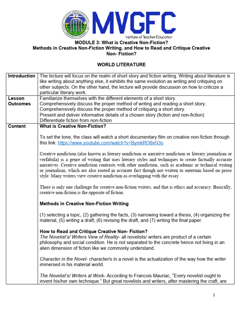 MODULE 3 (1) | PDF | Creative Nonfiction | The Arts