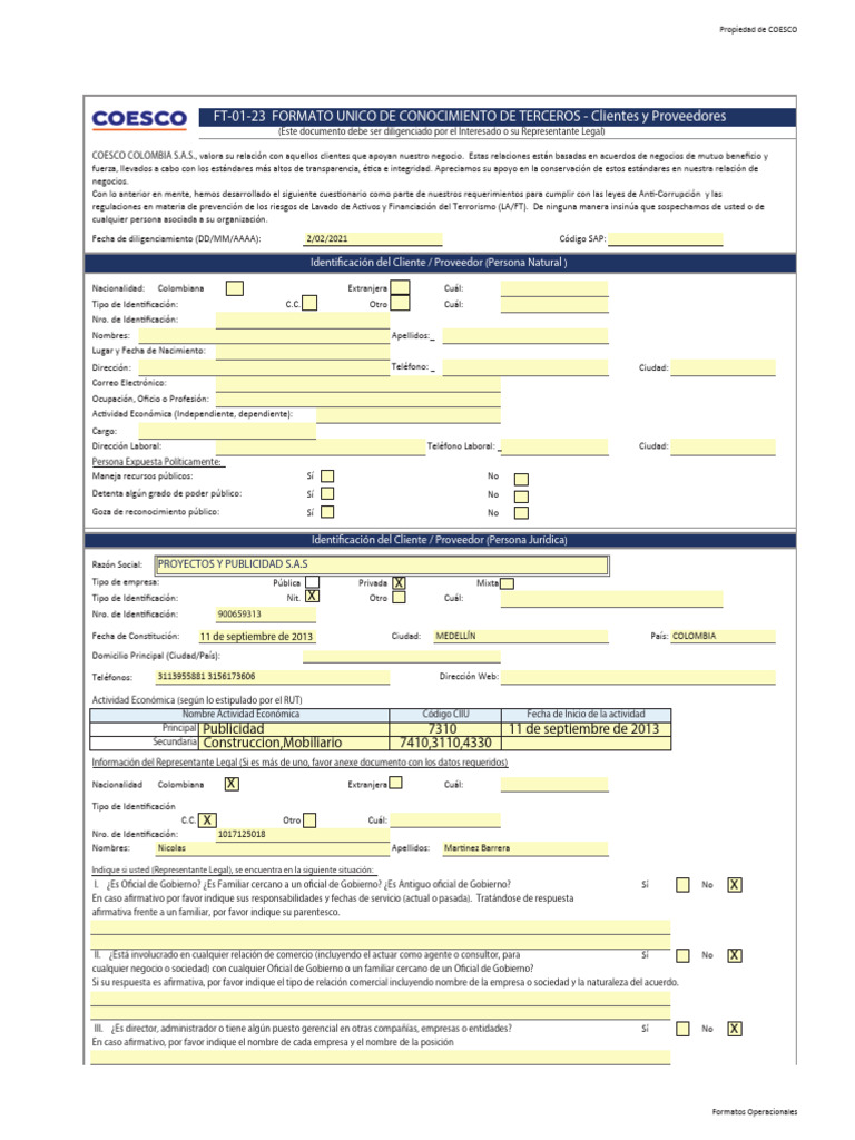 Formulario Coesco | PDF | Servicio Civil | Business