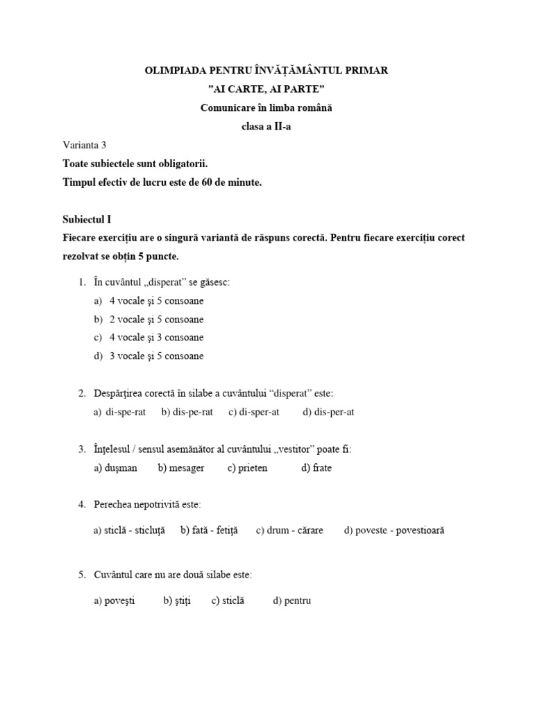 Romana, Cls. II, Var. III | PDF