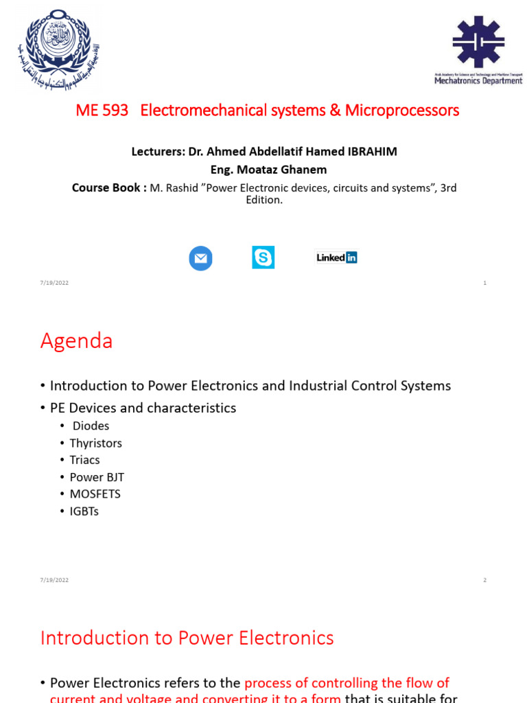 1 Introduction To Power Electronics and Industrial Control Systems Devices and Characteristics ...
