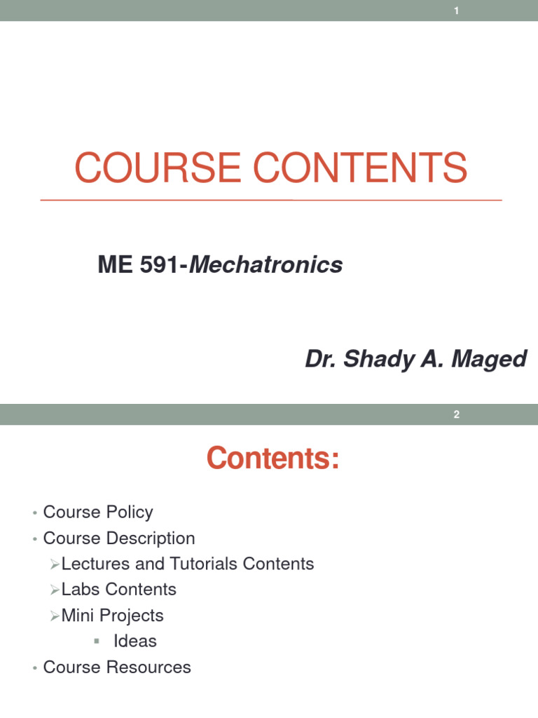 Lecture 1 Mecha Sys | PDF | Computer Engineering | Manufactured Goods