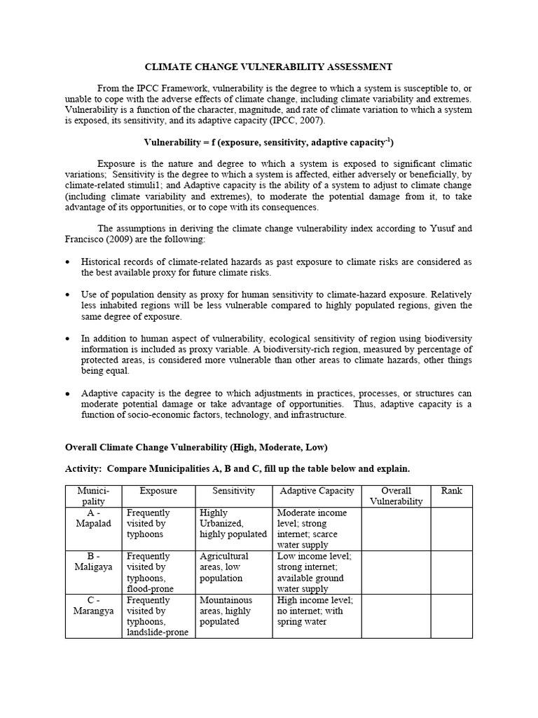 Climate Change Vulnerability Assessment | PDF | Climate Change | Earth ...